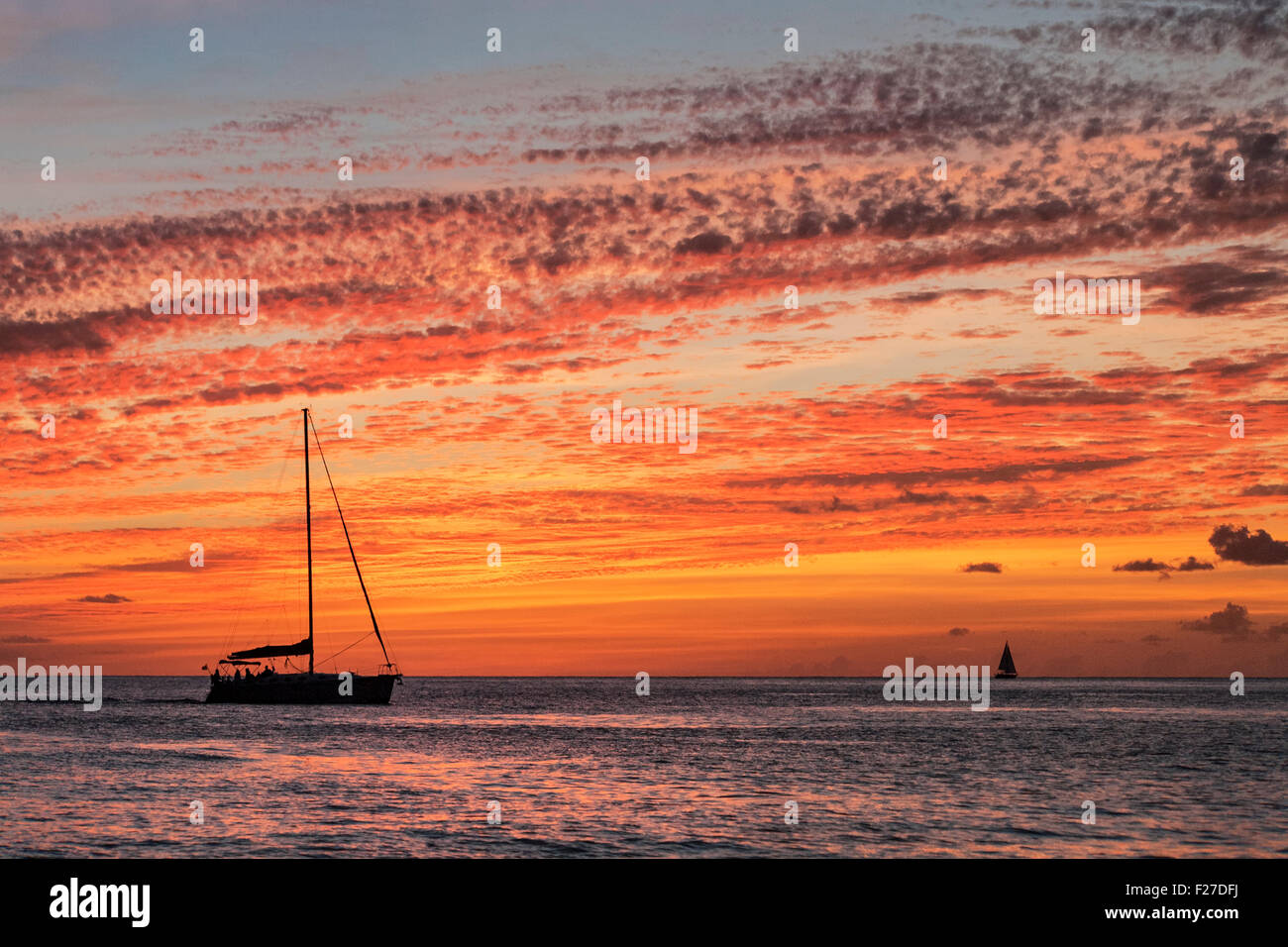 Sunset sail off of St. Lucia, Caribbean Stock Photo - Alamy