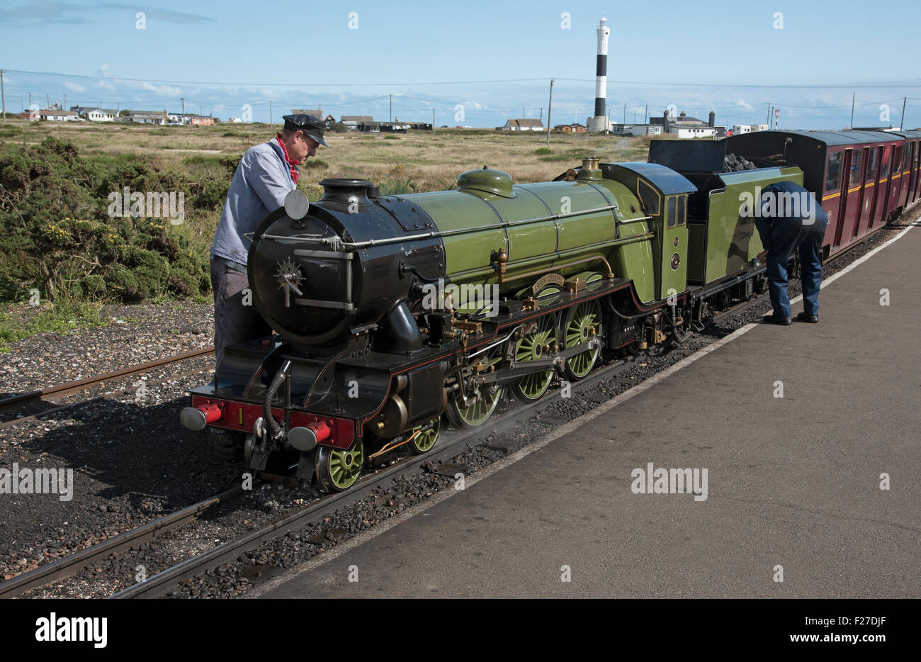 The Green Goddess a steam engine which operates on the Romney Hythe ...