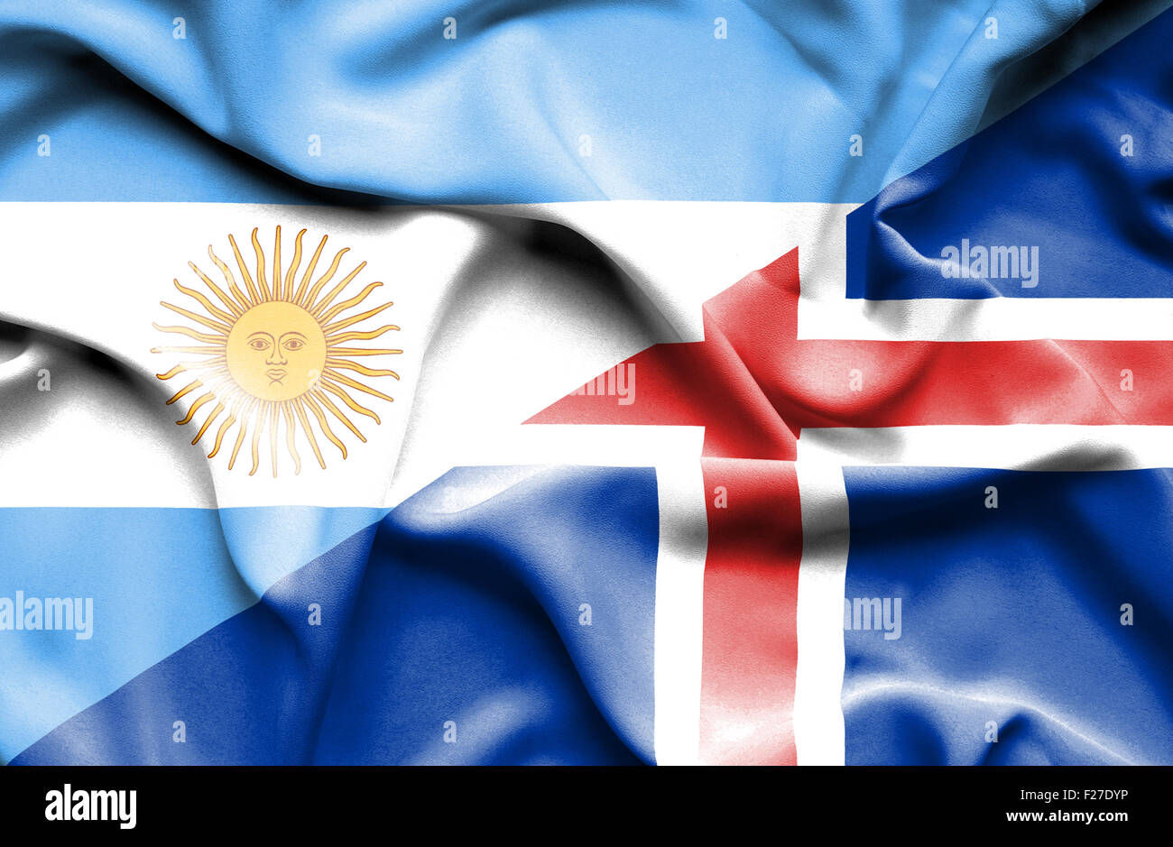 Waving flag of Iceland and Stock Photo - Alamy