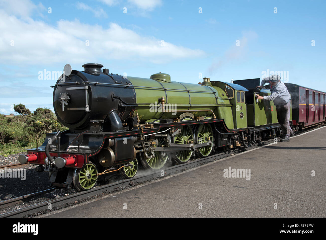 The Green Goddess a steam engine which operates on the Romney Hythe ...