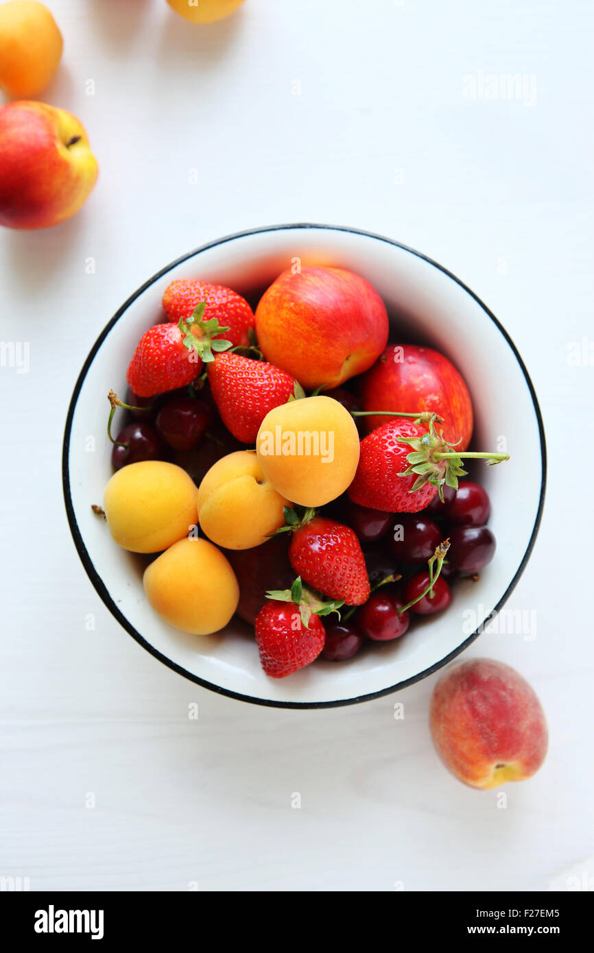 fruits in bowl, top view, food Stock Photo - Alamy