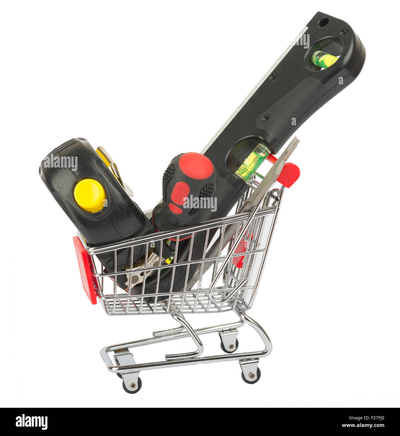 Shopping cart with tools on white Stock Photo - Alamy