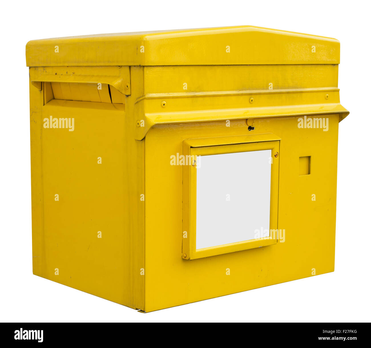 Yellow box on white, close up view Stock Photo - Alamy