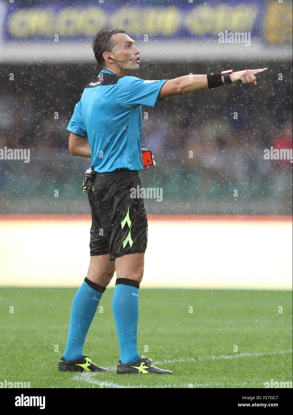 ITALY, Verona: Referee Massimiliano Irrati gestures during the Italian ...