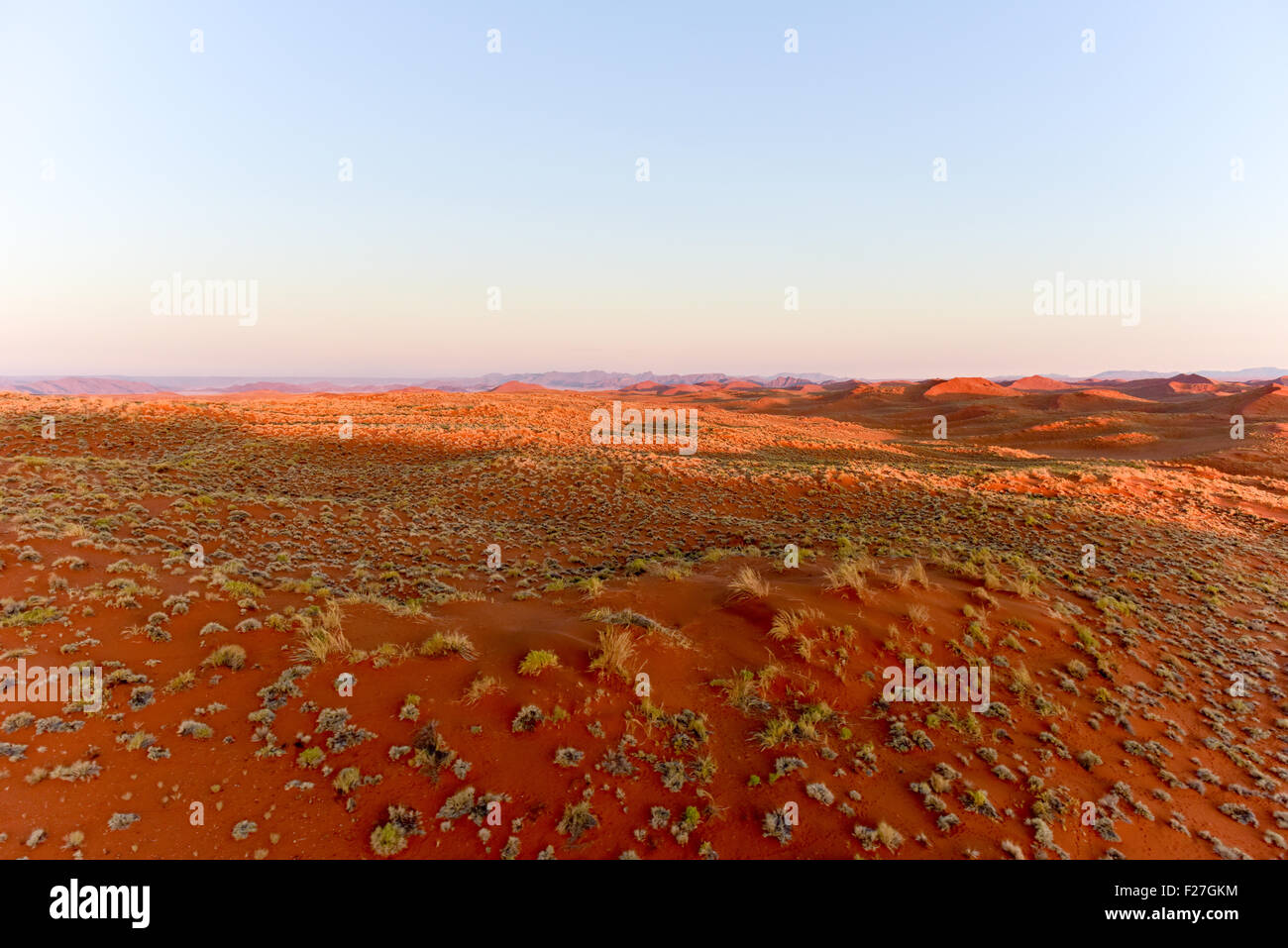 Aerial view of high red dunes, located in the Namib Desert, in the ...