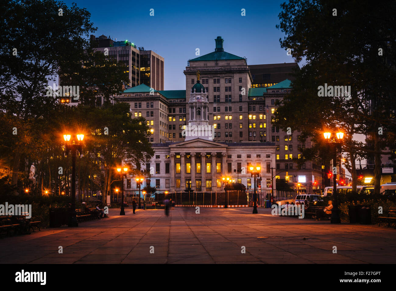 The Brooklyn Borough Hall at twilight, in Brooklyn, New York Stock ...