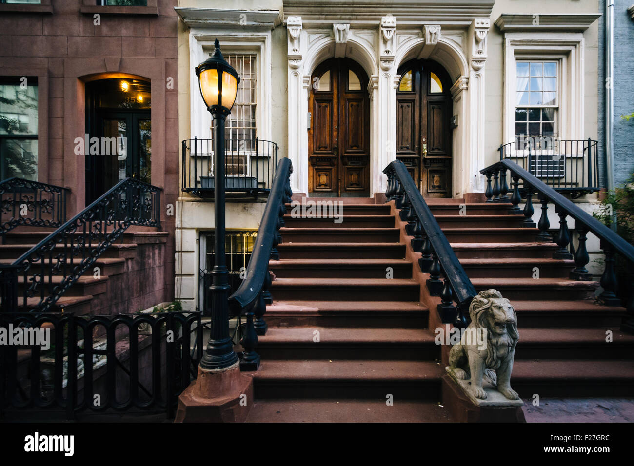 Steps to apartment buildings in Chelsea, Manhattan, New York Stock ...