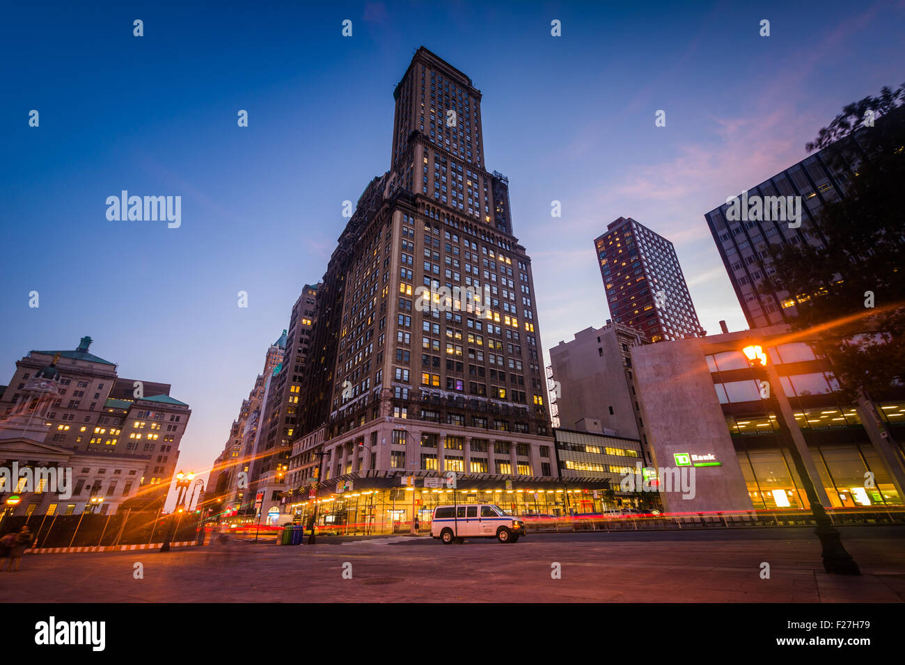 Buildings in downtown Brooklyn at twilight, in Brooklyn, New York Stock ...
