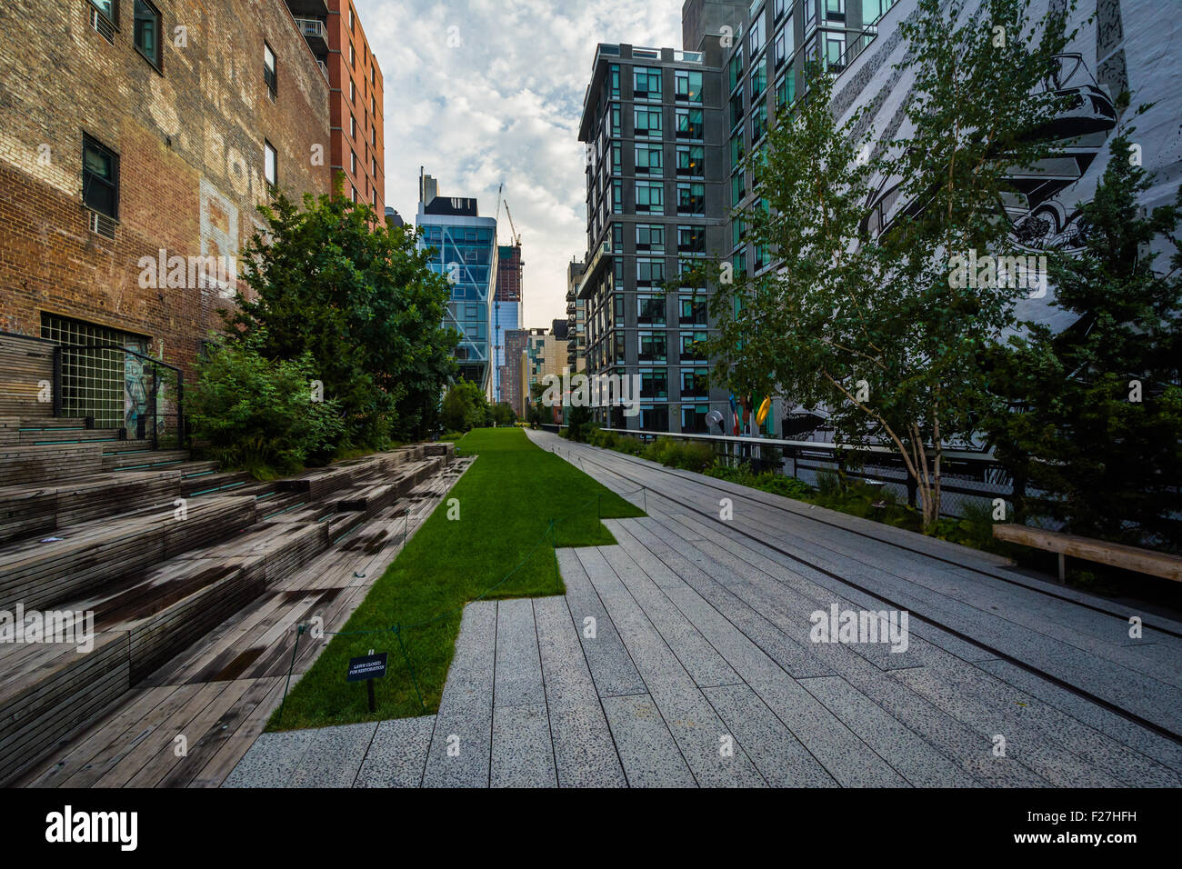Buildings and walkway on The High Line, in Chelsea, Manhattan, New York ...