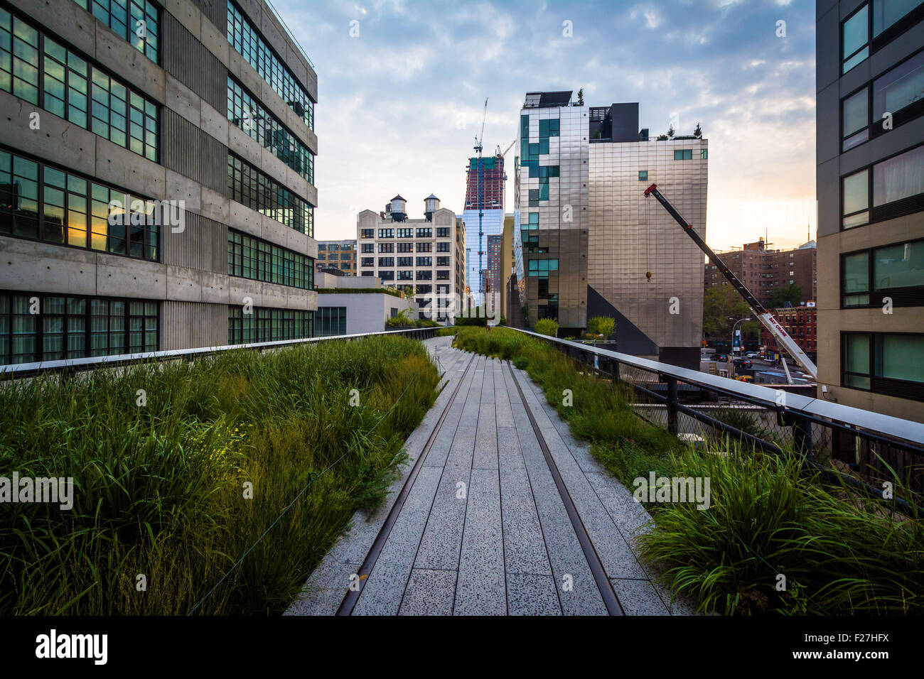 Buildings and walkway on The High Line, in Chelsea, Manhattan, New York ...