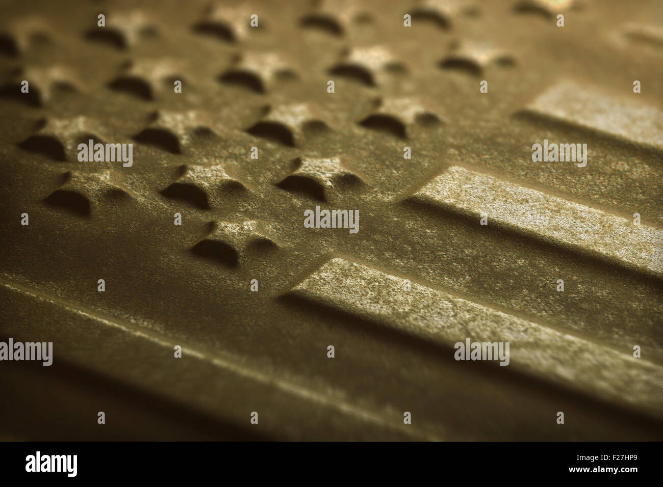 Rusty metal flag of the United States Of America. Depth of field with ...