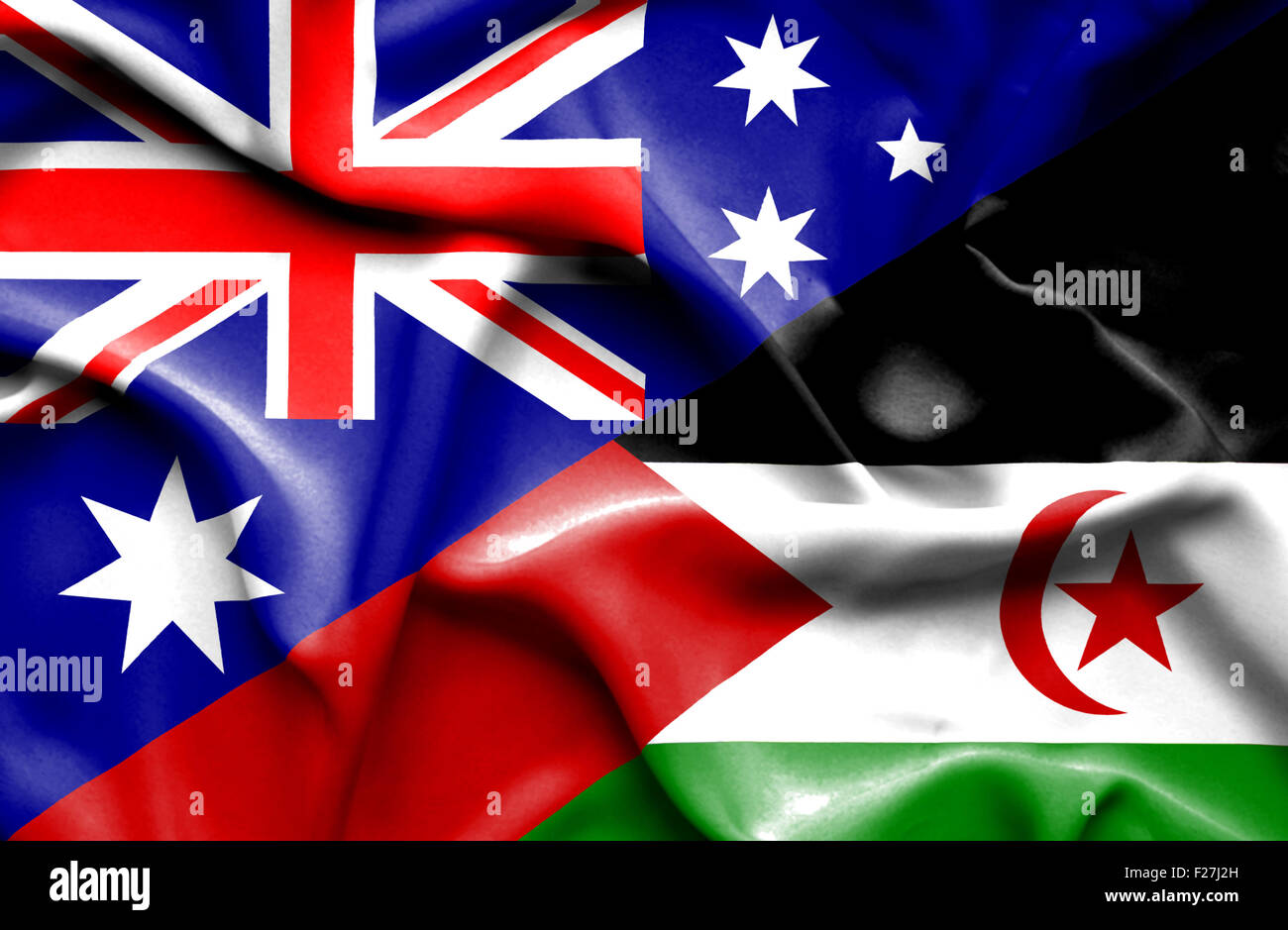 Waving flag of Western Sahara and Stock Photo - Alamy