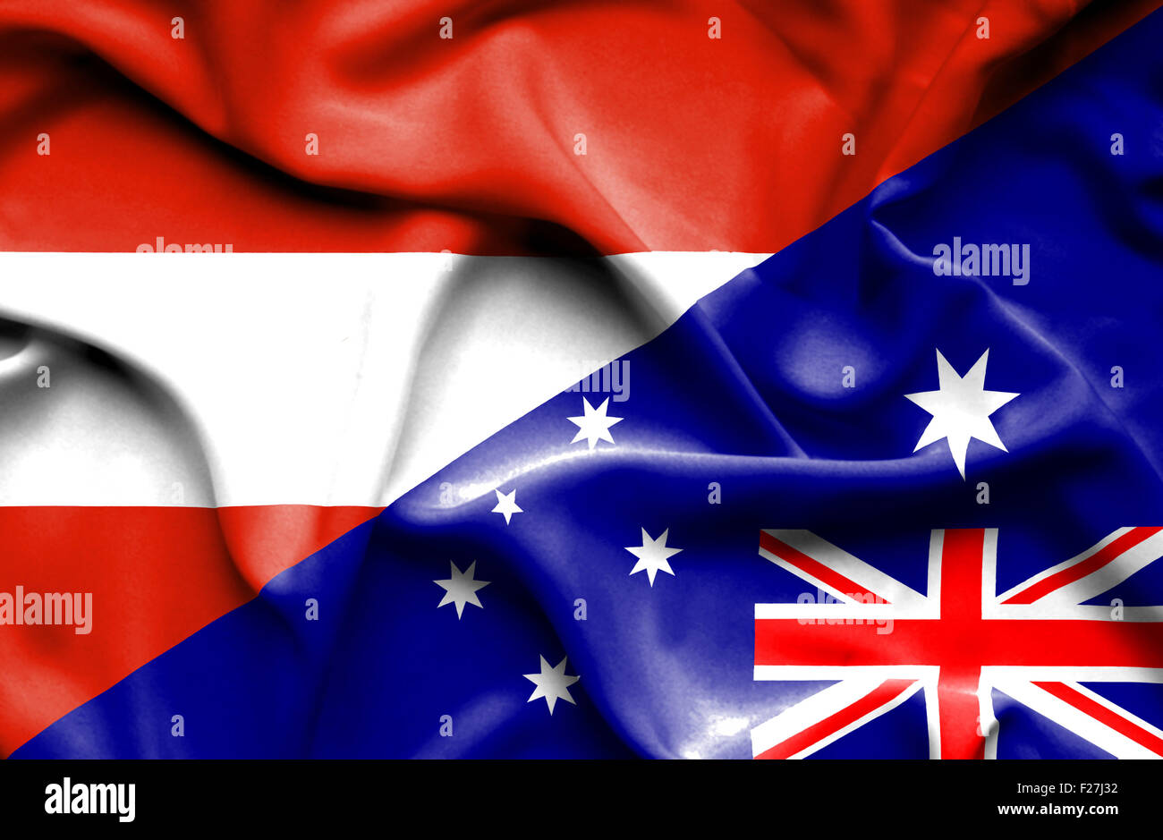 Waving flag of Australia and Austria Stock Photo - Alamy