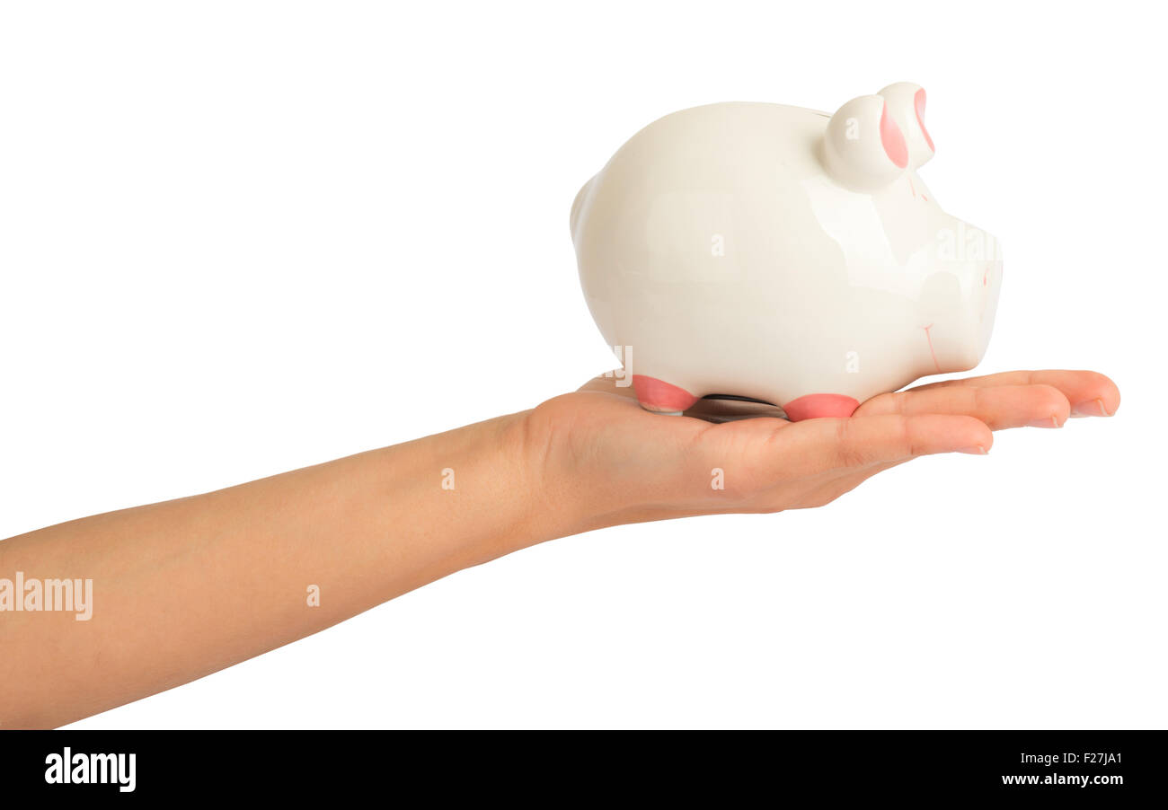 Piggy bank in humans hand Stock Photo - Alamy