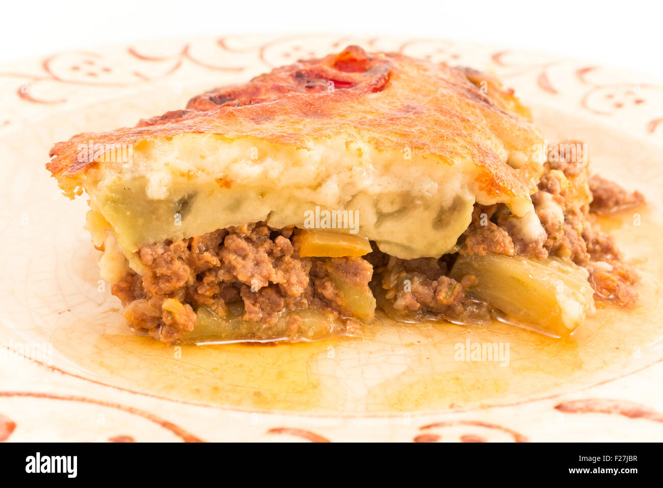 Greece Moussaka of eggplant on a plate Stock Photo - Alamy
