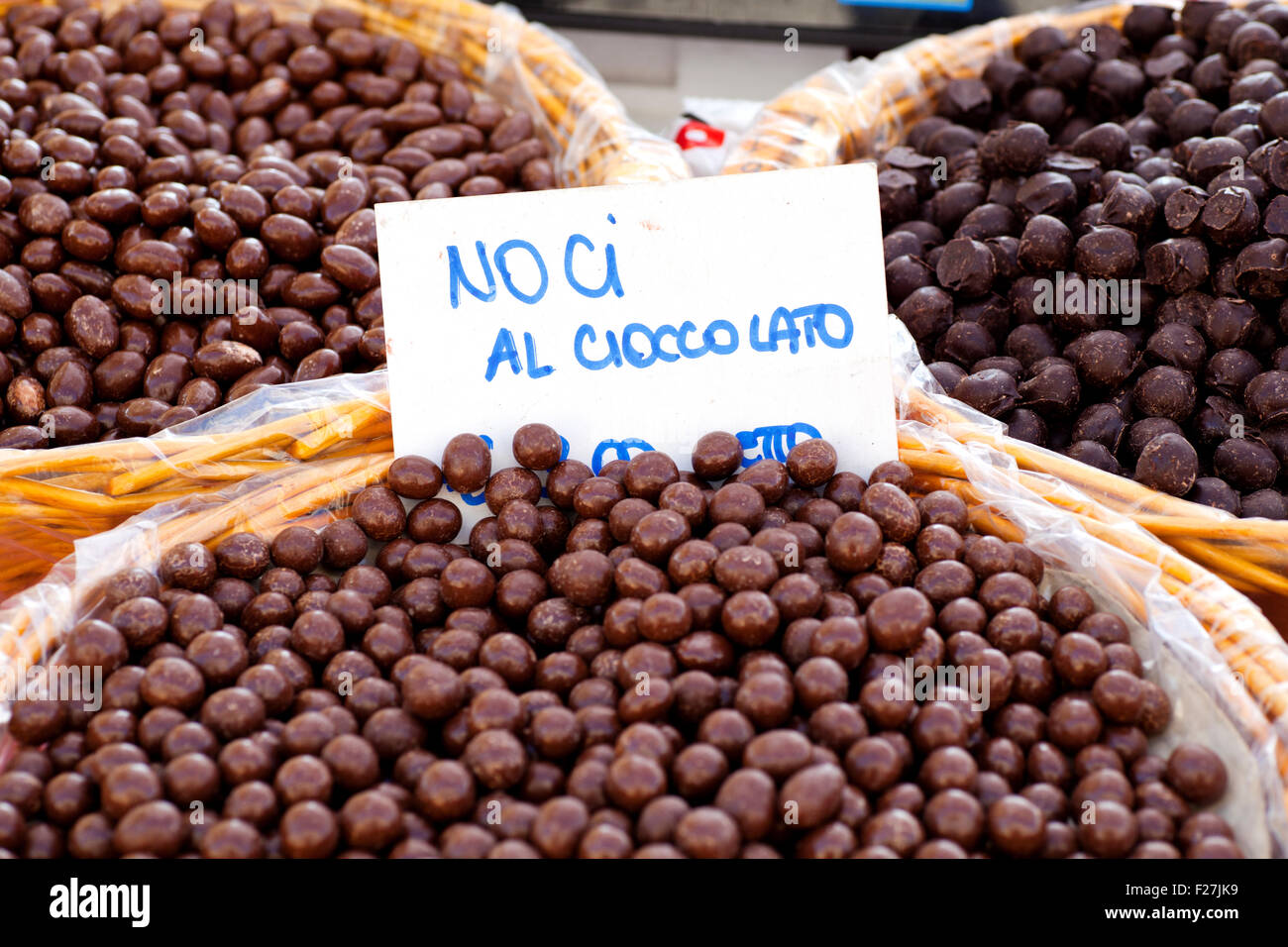 Little Balls of chocolate on a wicker basket Stock Photo - Alamy