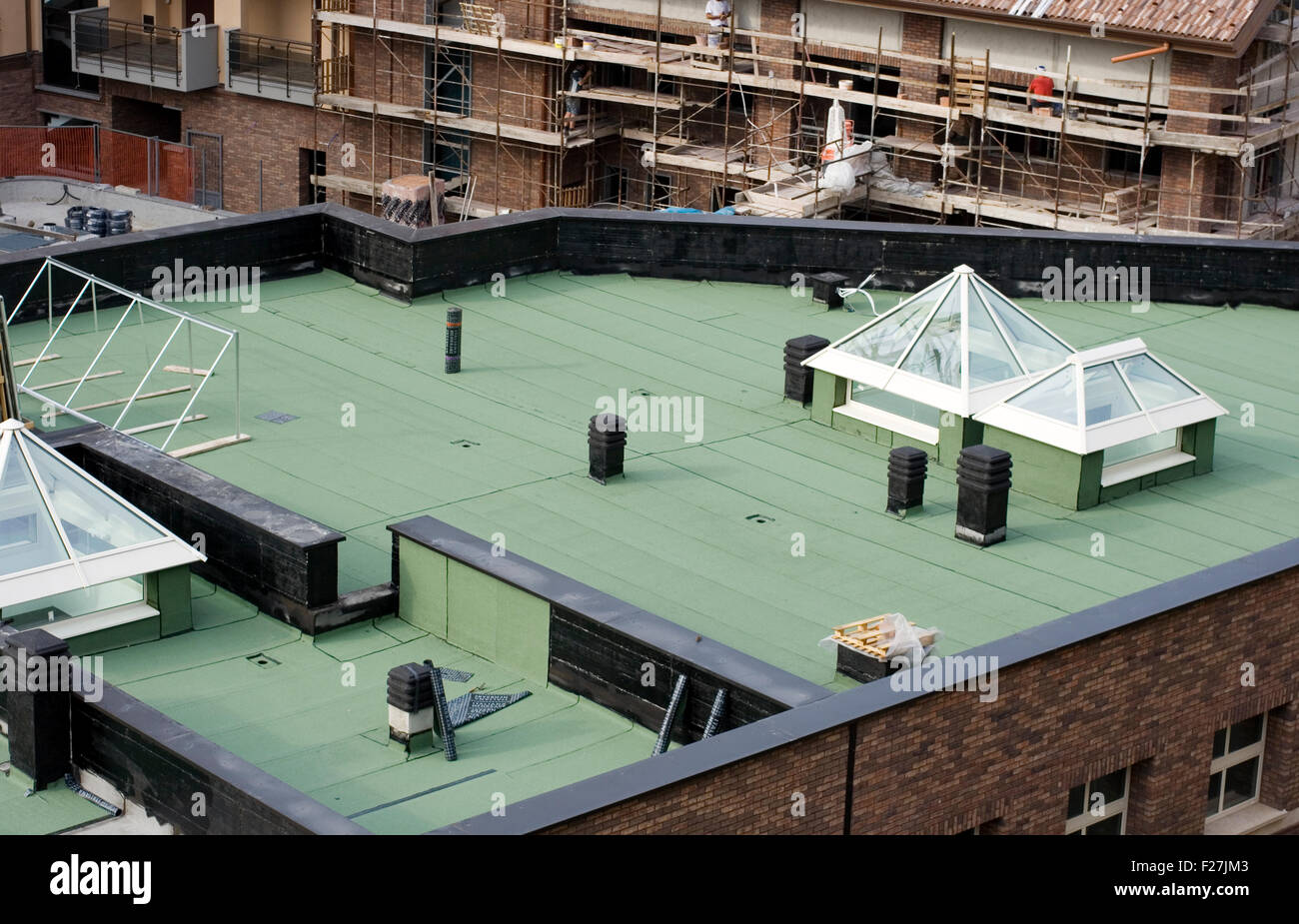 Roofing waterproofing in new building Stock Photo - Alamy