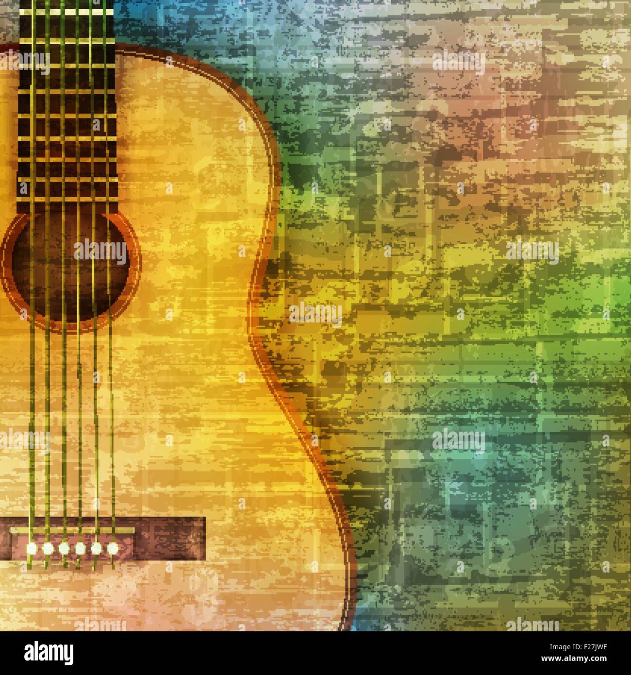 abstract green music grunge background acoustic guitar vector ...
