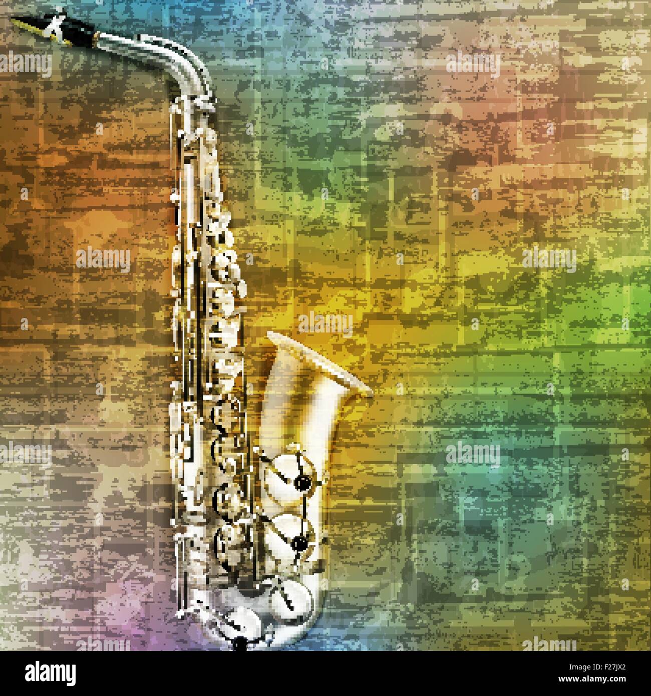 abstract green music grunge background saxophone vector illustration ...