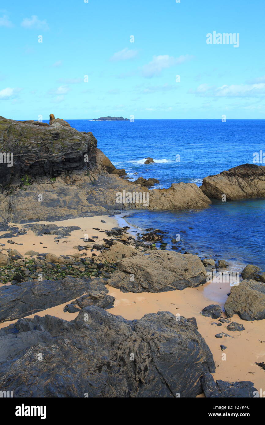 Sunny autumn day at Harlyn Bay, North Cornwall, England, UK Stock Photo ...