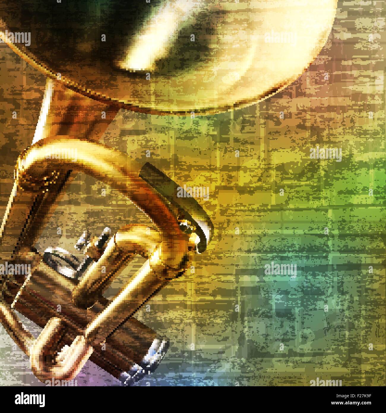 abstract green music grunge background with trumpet vector illustration ...