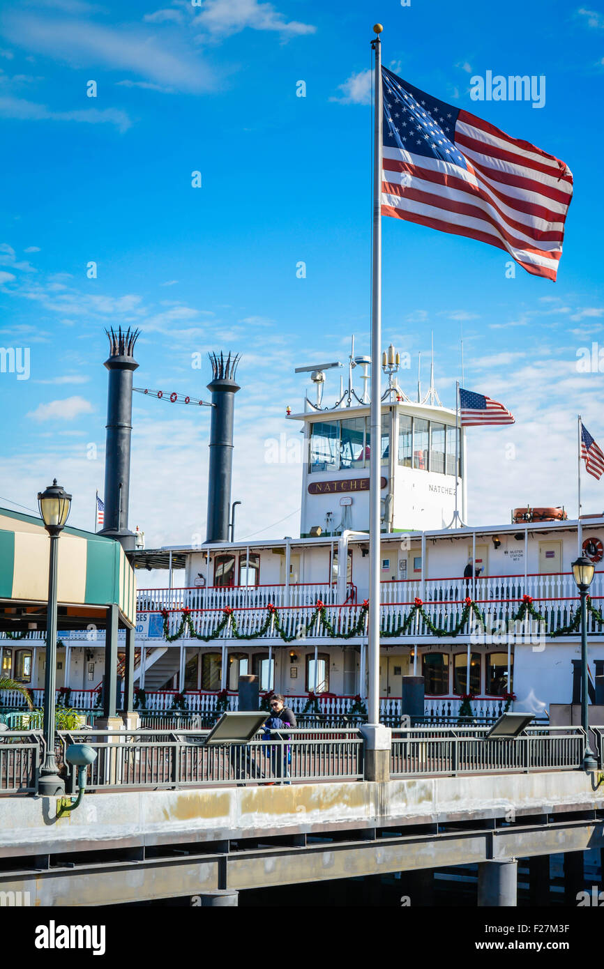 The beloved Natchez Steamboat at it's Boarding Dock on the Mississippi ...