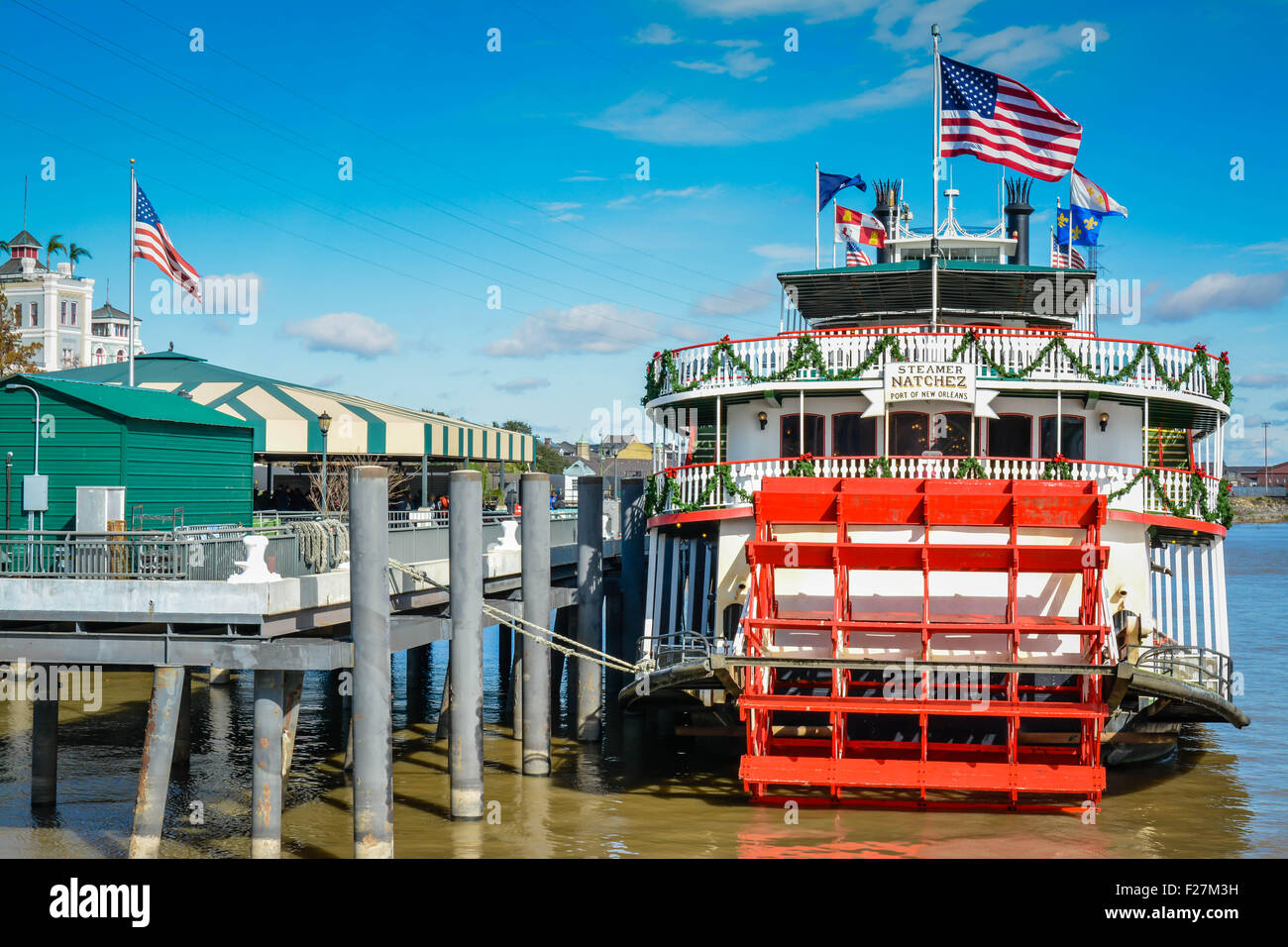 The beloved Natchez Steamboat at it's Boarding Dock on the Mississippi ...