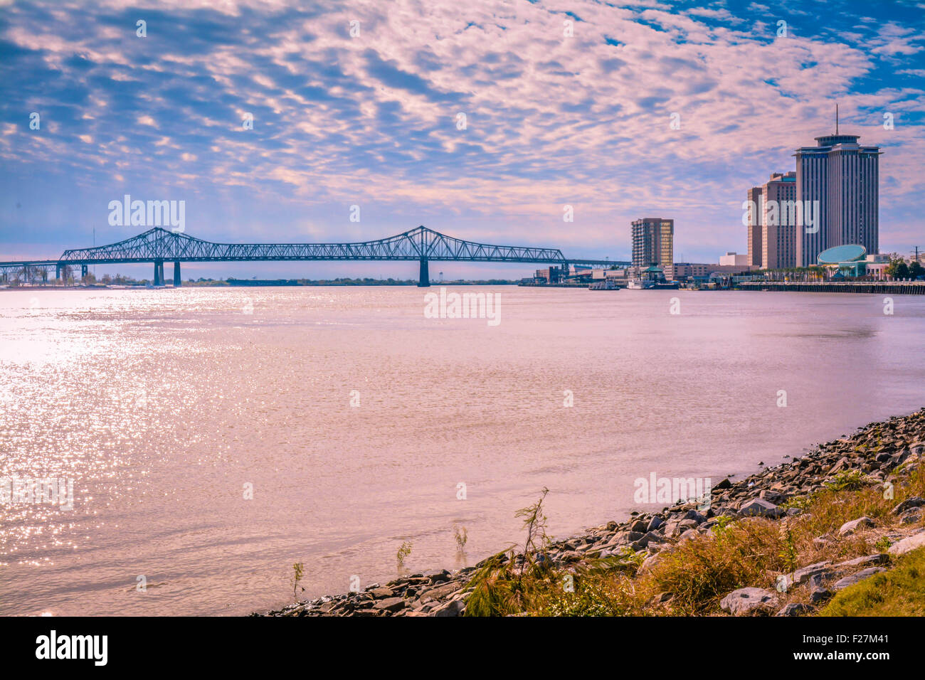 The Mighty Mississippi River and distance Skyline view of the Crescent ...