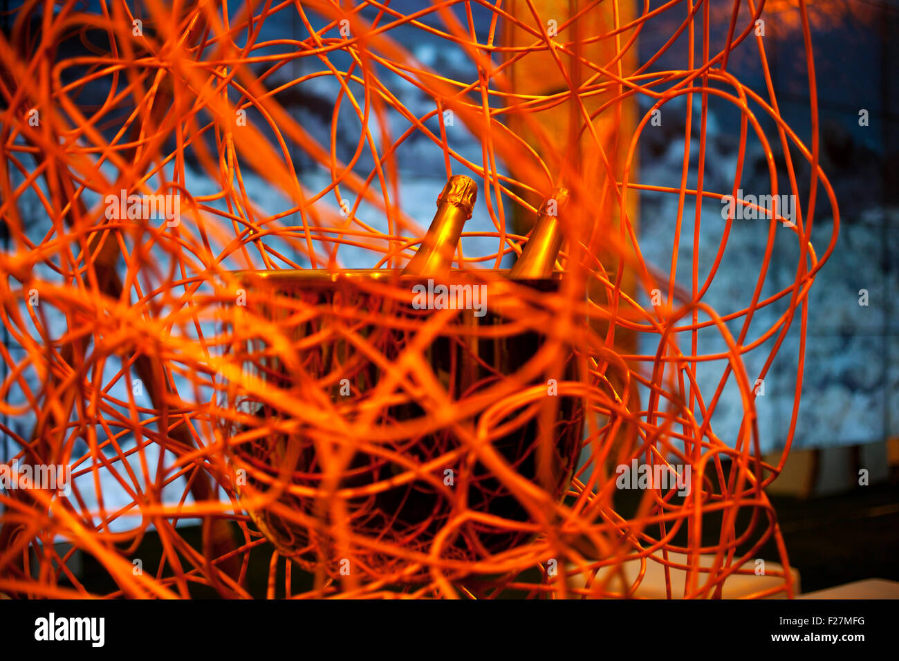 Photo of bottle behind orange tangle Stock Photo - Alamy