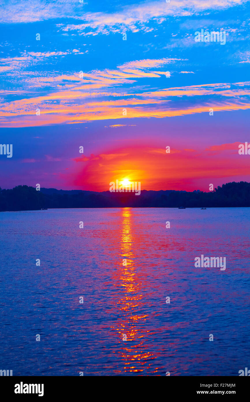 Sunrise over the river Stock Photo - Alamy