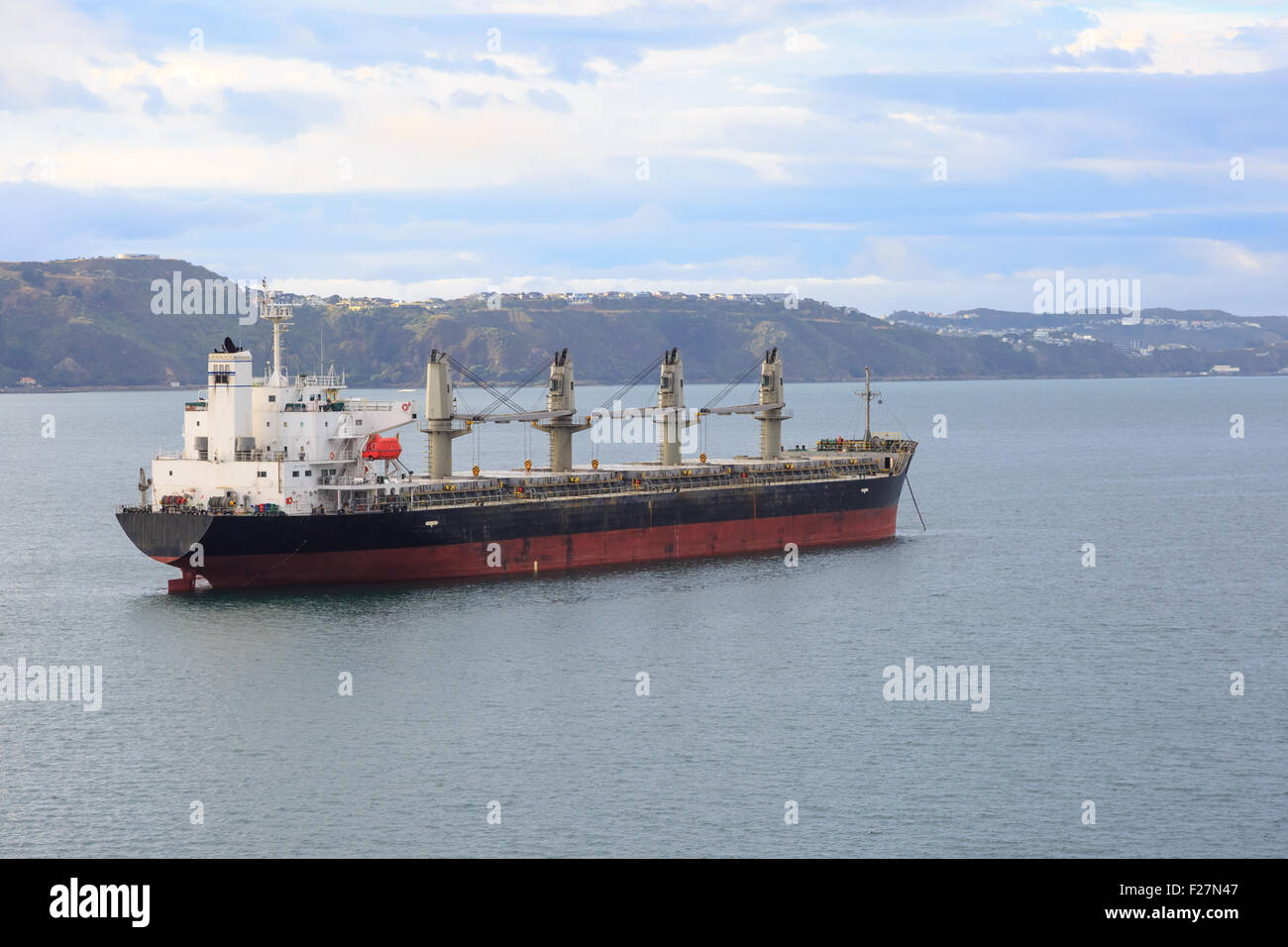 An oil tanker at anchor near Wellington in New Zealand Stock Photo - Alamy