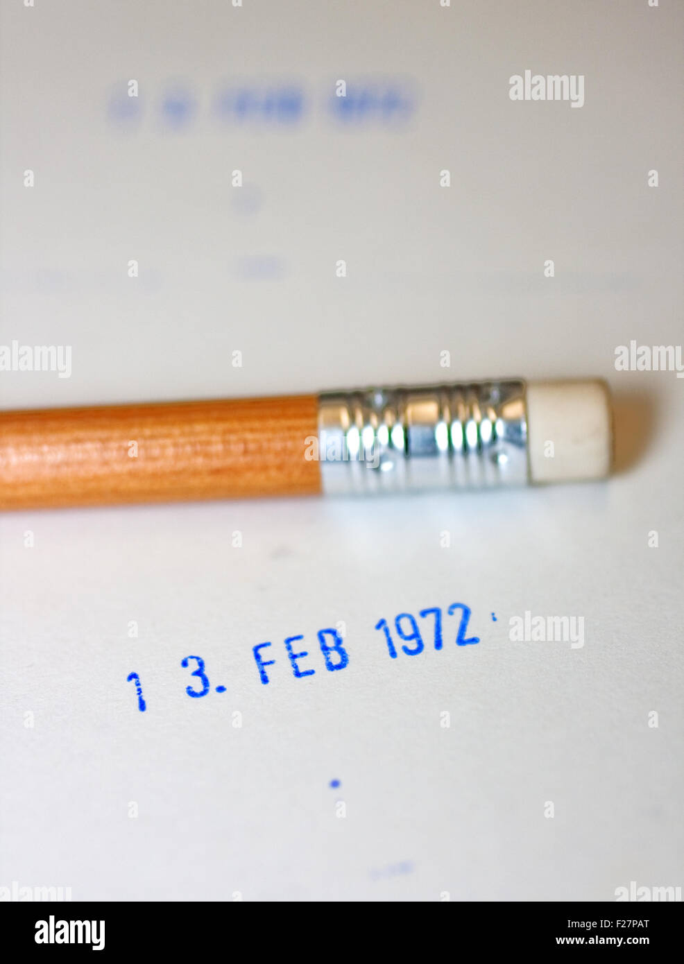 Pencil with rubber on white background Stock Photo - Alamy