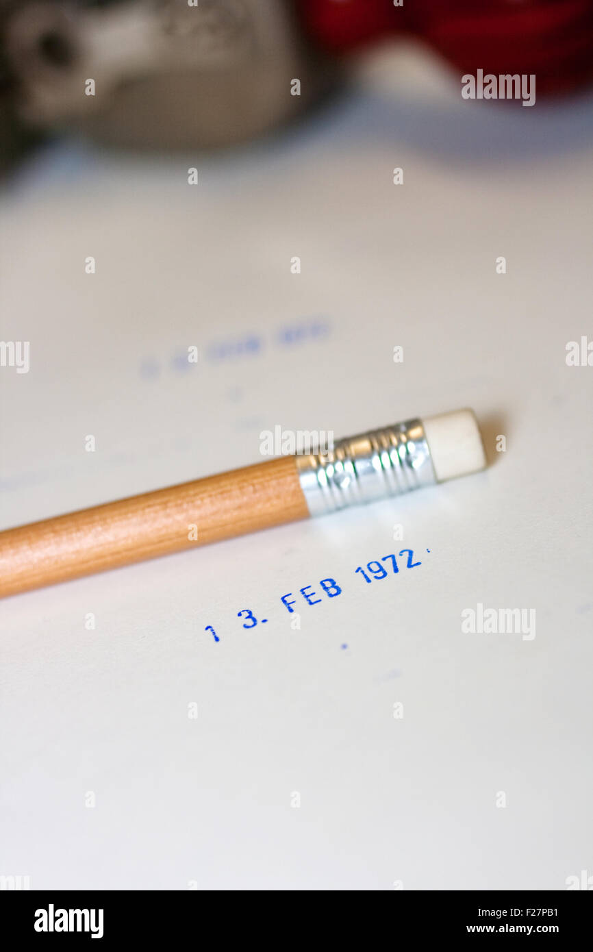 Pencil with rubber on white background Stock Photo - Alamy