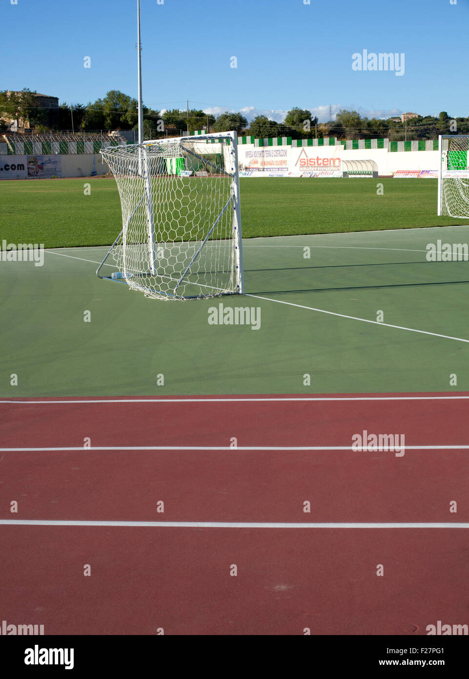 Photo of football pitch on grass field Stock Photo - Alamy