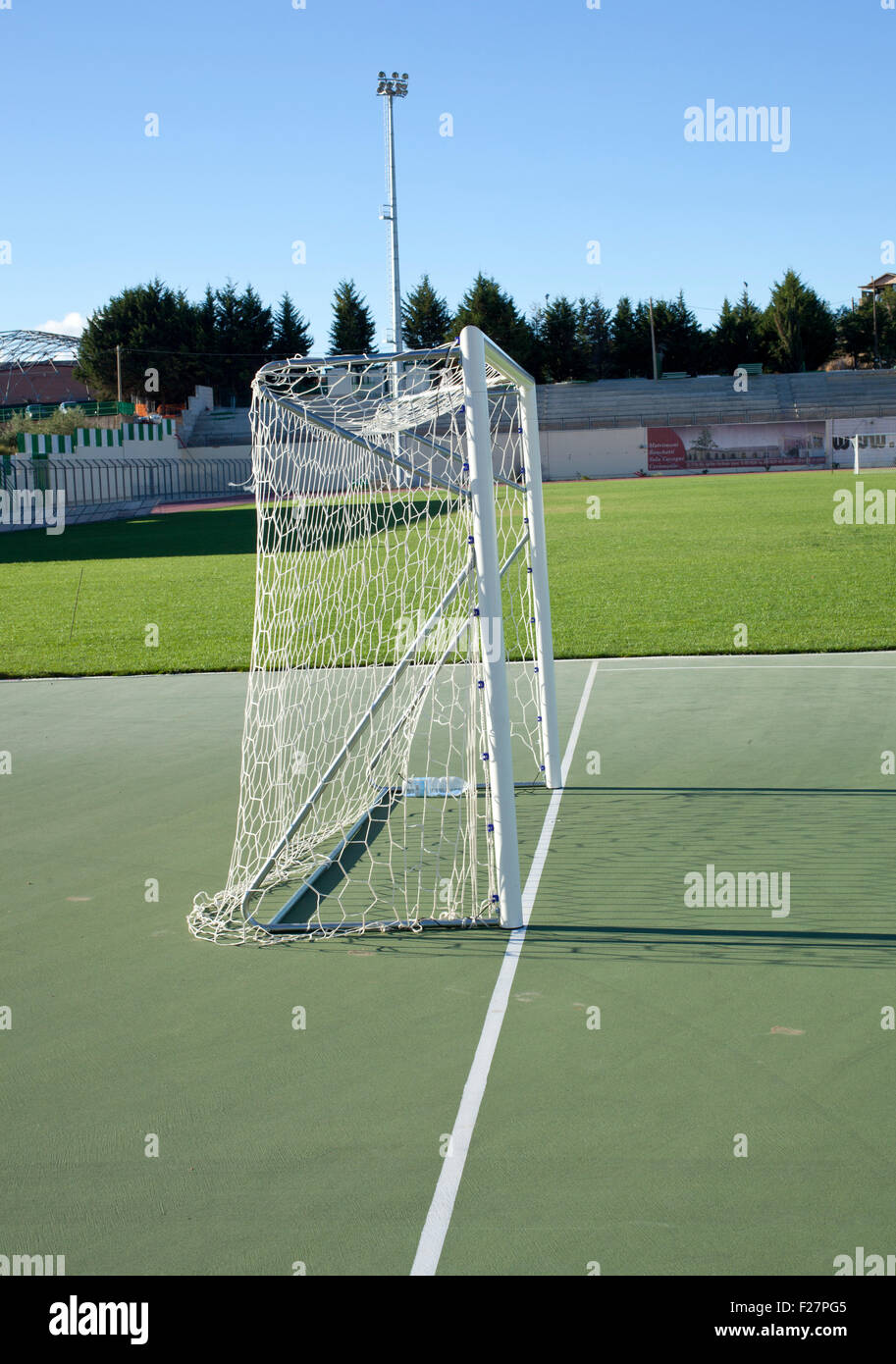 Photo of football pitch on grass field Stock Photo - Alamy
