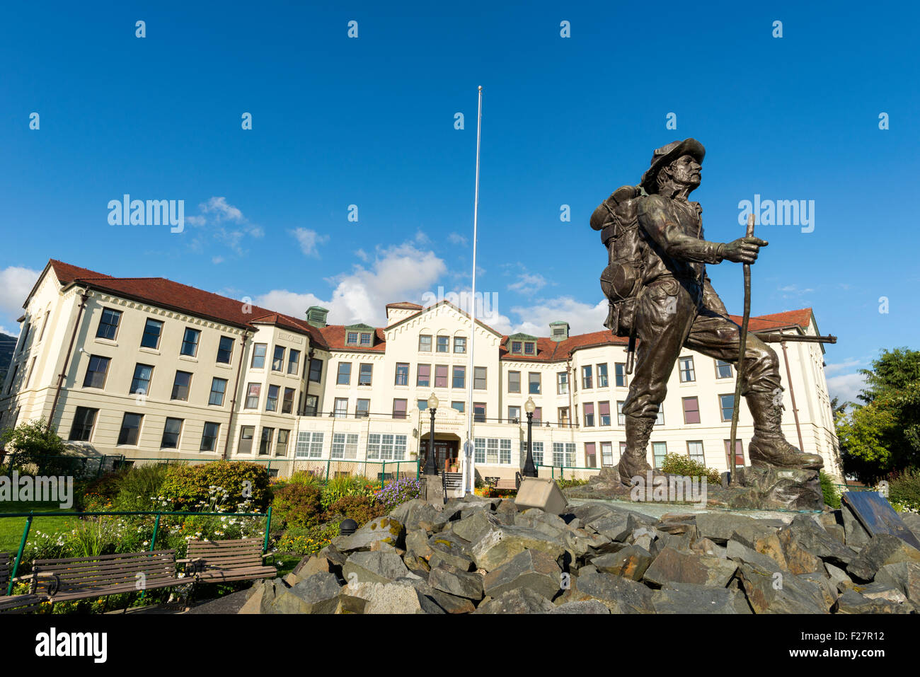 Prospector statue in front of the Pioneer Home in Sitka, Alaska Stock ...