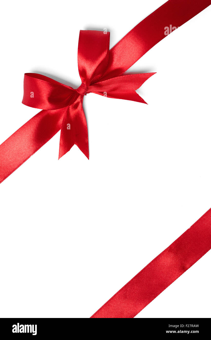 Shiny red ribbon on white background Stock Photo - Alamy