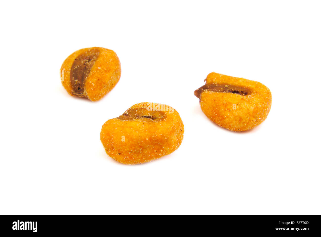 Three toasted salted corn isolated on white background Stock Photo - Alamy