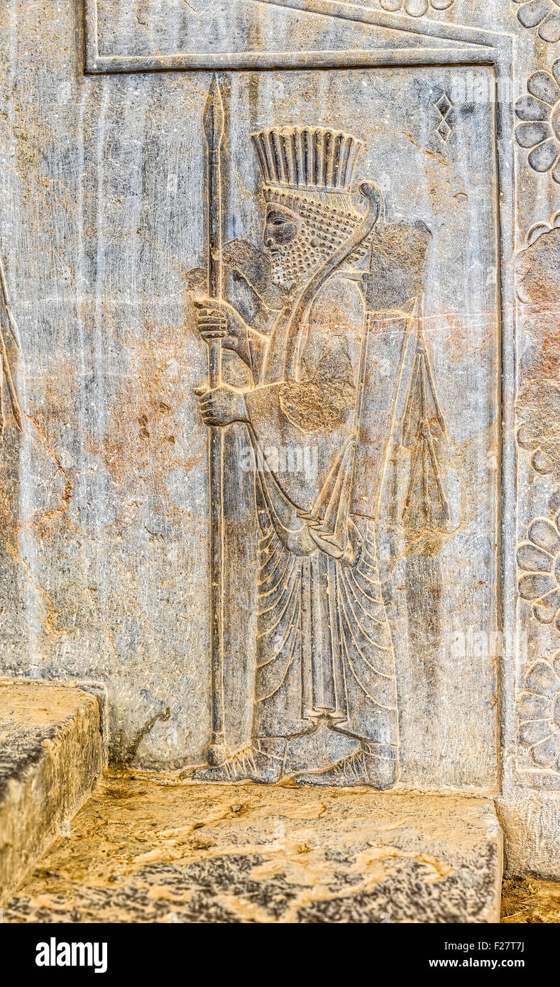 Royal Persian guard relief detail Persepolis Stock Photo - Alamy