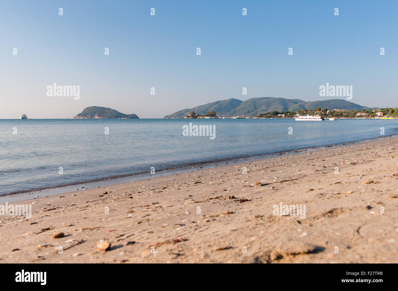 View of Laganas Bay from the beach on Zakynthos Island, Greece Stock ...