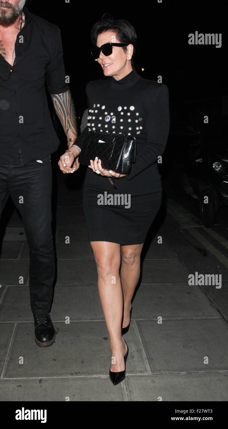 Kris Jenner returns to her hotel wearing all black with heart shape ...