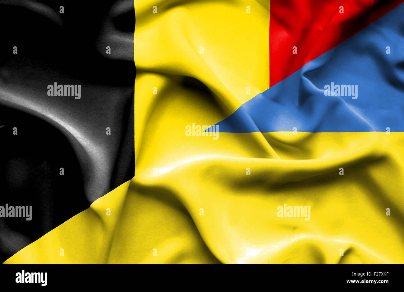 Waving flag of Ukraine and Belgium Stock Photo - Alamy