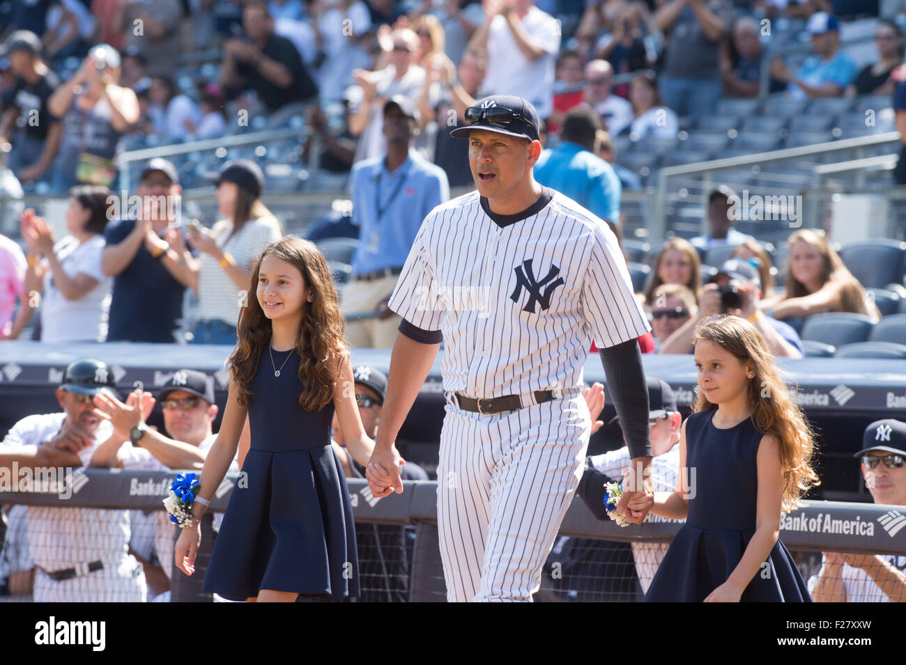 New York, NY, USA. 13th Sep, 2015. ALEX RODRIGUEZ with daughters Ella ...