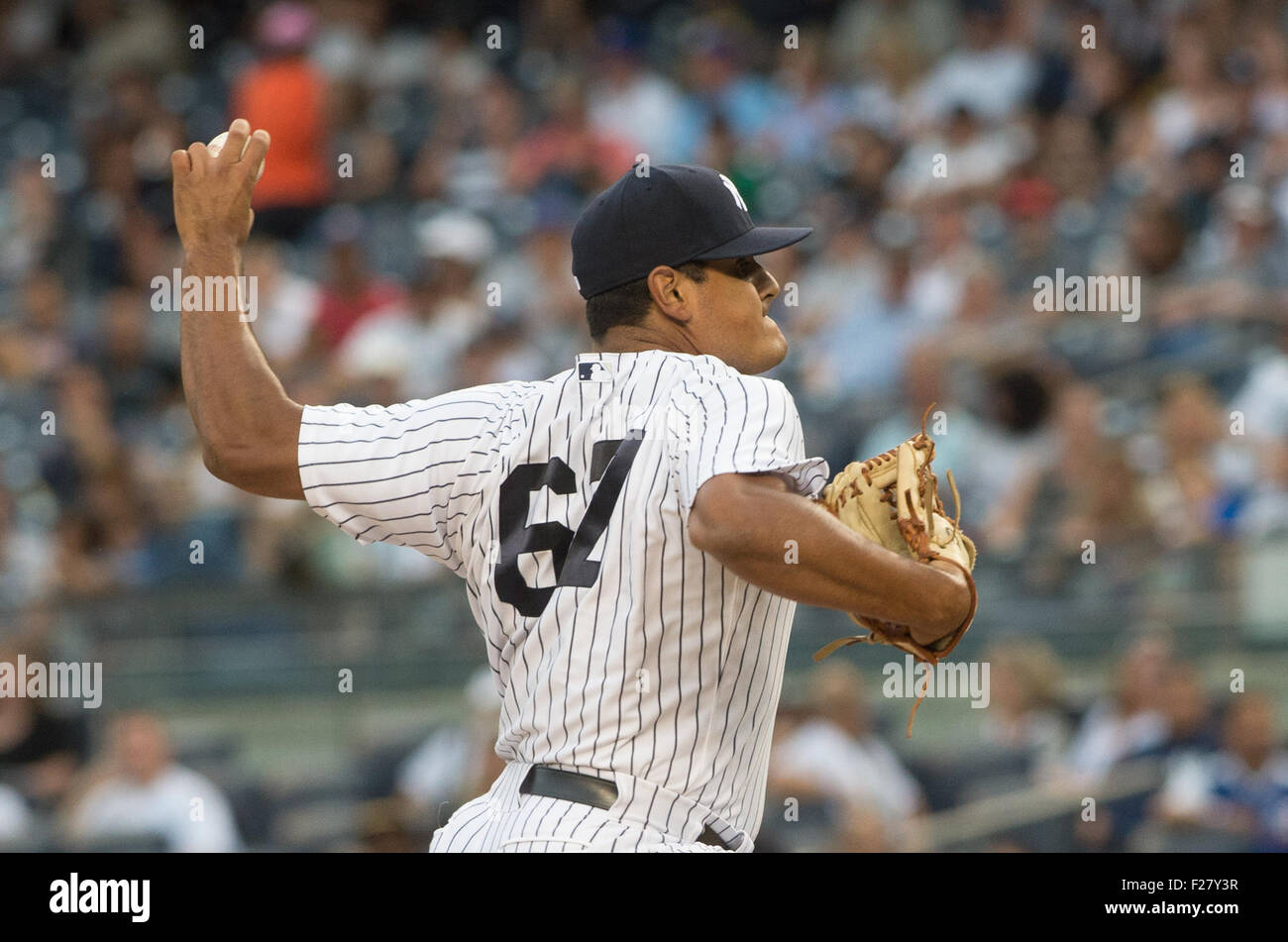 New York, NY, USA. 13th Sep, 2015. Yankees' relief pitcher JAMES PAZOS ...
