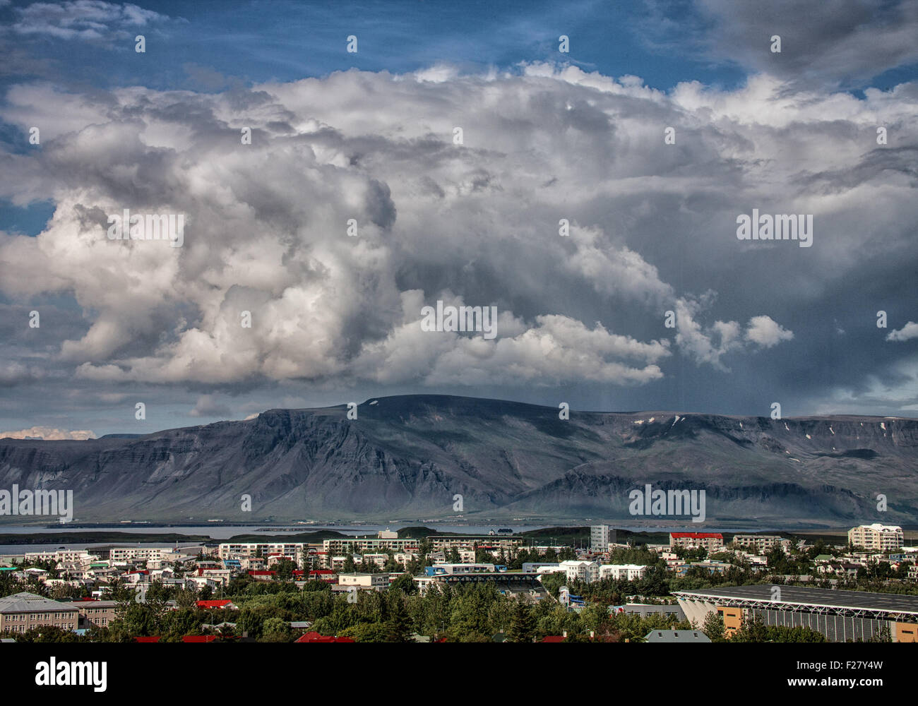 Reykjavik, Iceland. 28th July, 2015. A view north over the colorful ...