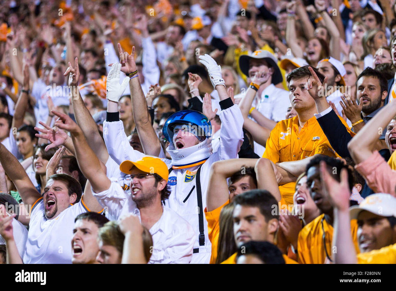 September 12, 2015: Tennessee Volunteers fans celebrate a touchdown ...