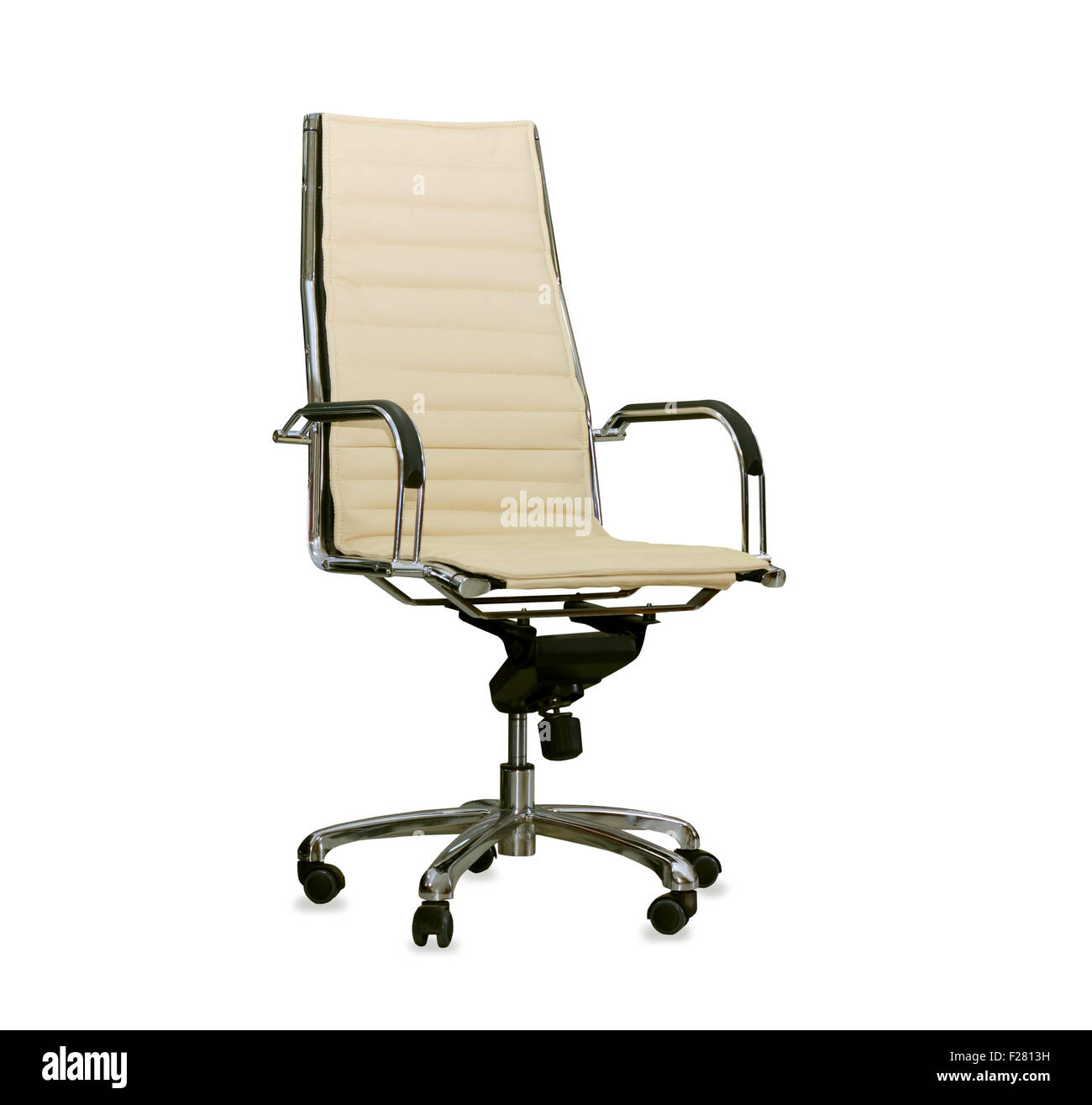 Modern office chair from beige leather. Isolated Stock Photo - Alamy