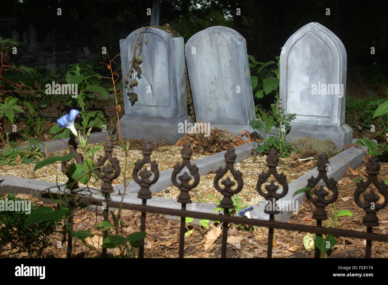 three old nameless tombstone in cemetery setting Stock Photo - Alamy