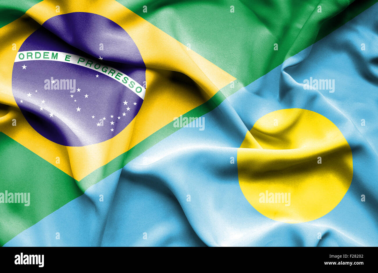 Waving flag of Palau and Stock Photo - Alamy