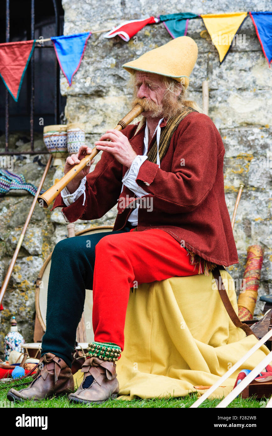 Medieval re-enactment. living history event. Senior adult, bushy side ...